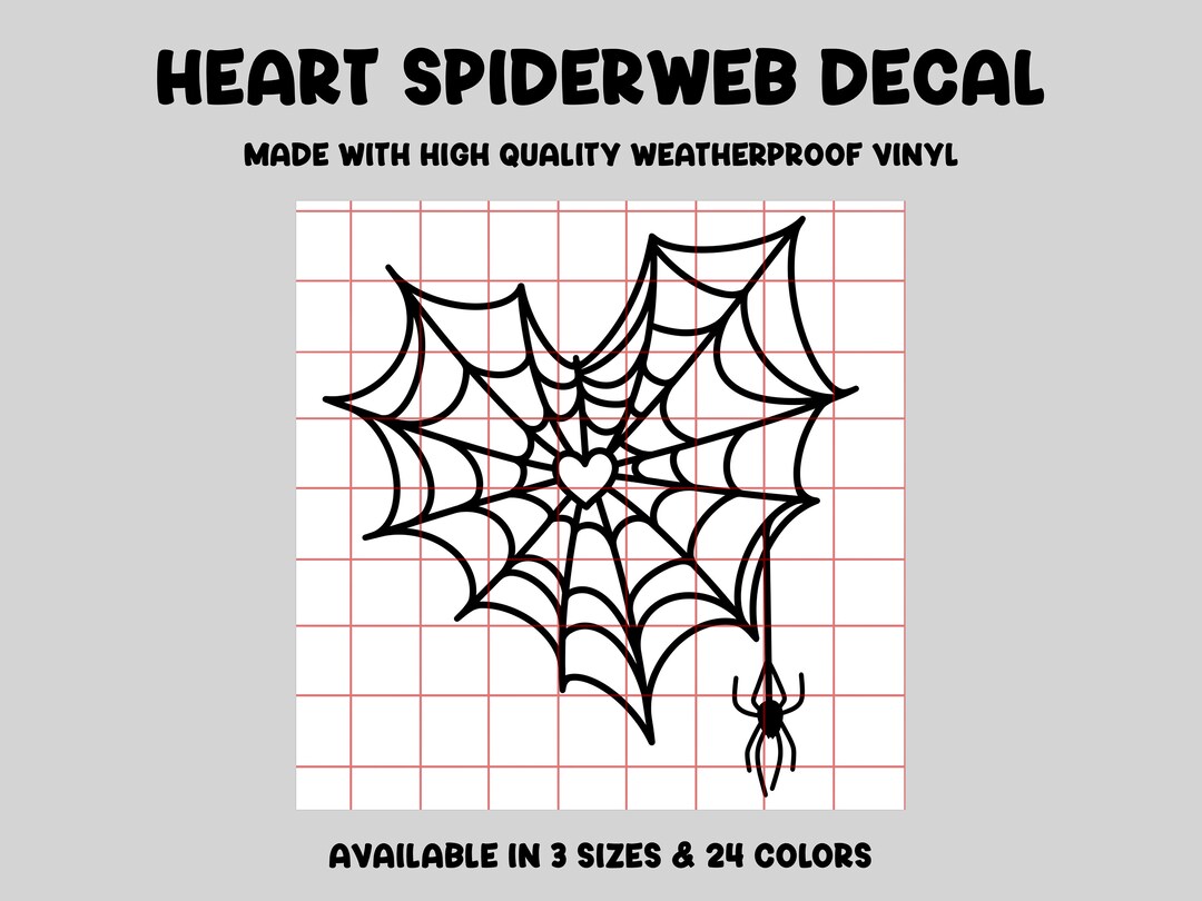 Spiderweb Decal, Cute Heart Spider Car Sticker, Spooky Cute Gift ...