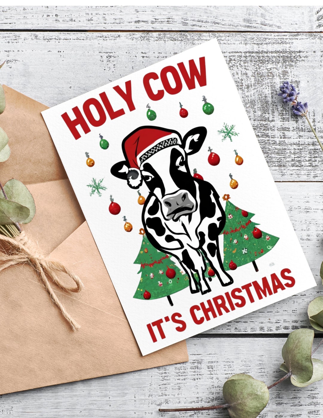 Holy Cow Christmas Print Digital Download Graphic Vintage Design ...