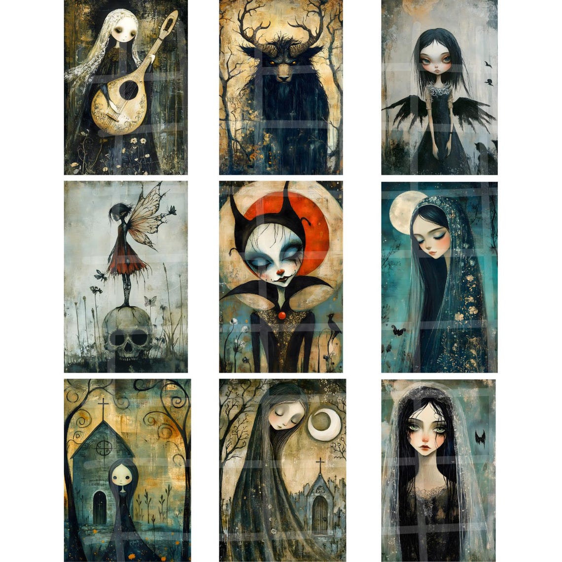 PRINTED Oddly Spooky Embellishments Collage Supply Scrapbook Junk ...