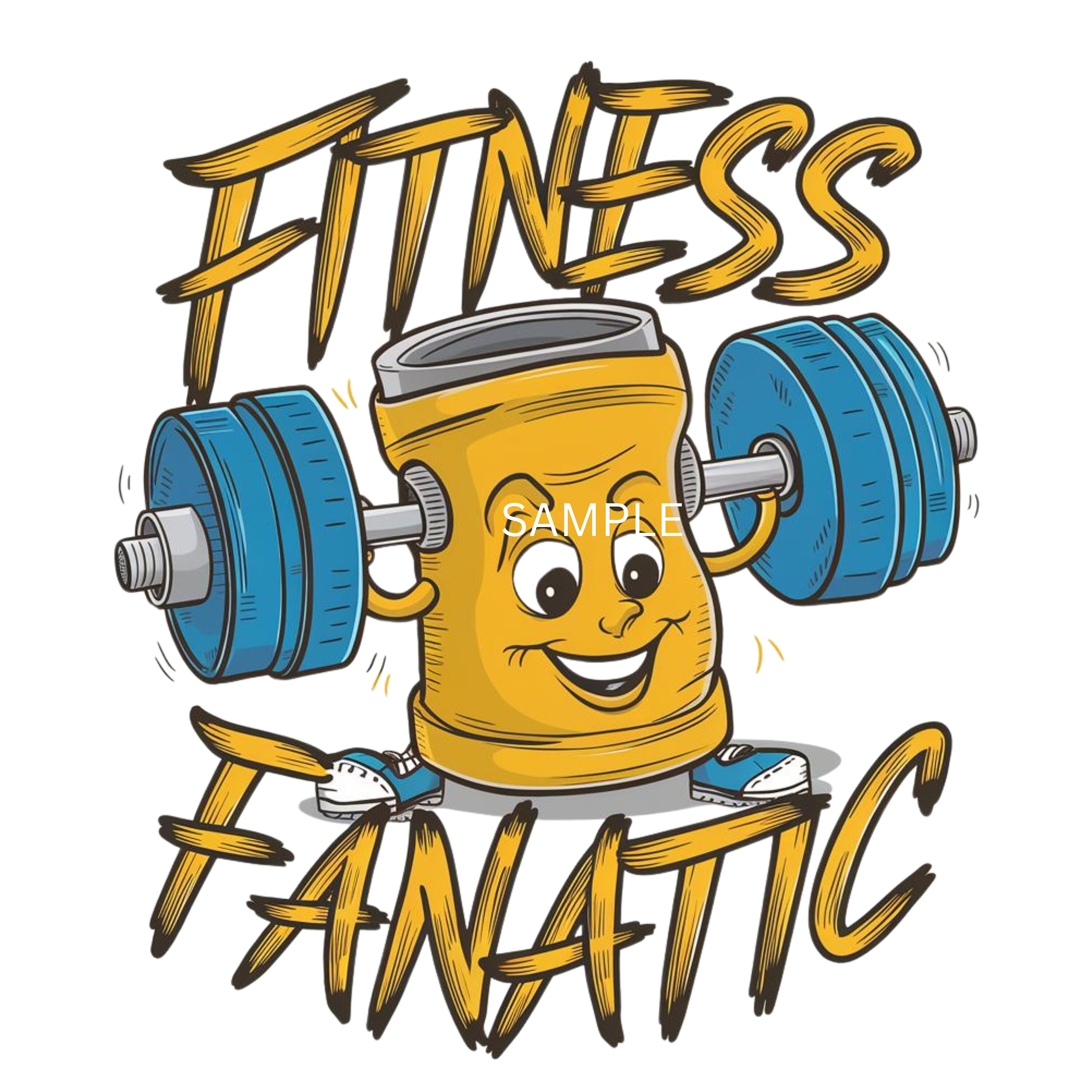 Fitness Fanatic Sports Gym Cartoon Clipart PNG File Commercial for Junk ...