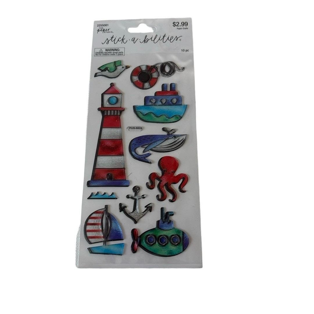 The PAPER STUDIO Stickers Multi-color Dimensional Nautical Craft Supply ...