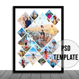 Diamond Photo Collage Template, Personalized Gift (PSD) - Etsy