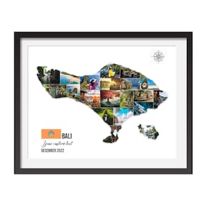 Personalized Bali Travel Map, Bali Map Photo Collage, Customize Bali ...