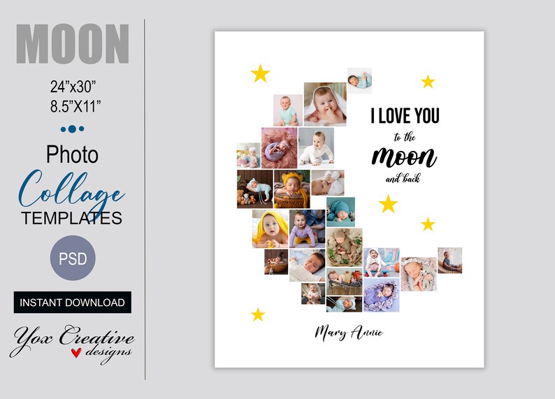 Moon Photo Collage for Wedding Anniversary, Personalized Gift for ...