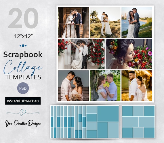 Photo Collage Templates in 12x12 20 PSD Photoshop | Etsy