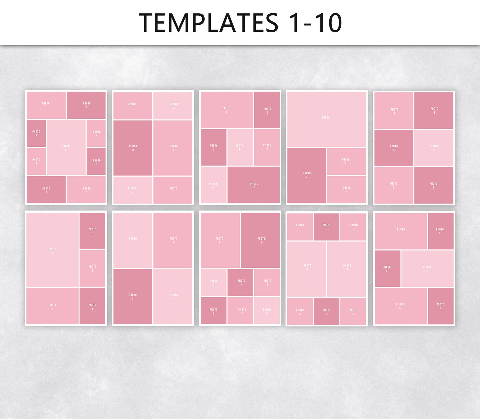 5x7 Digital Photo Collage Templates / PSD Templates / - Etsy