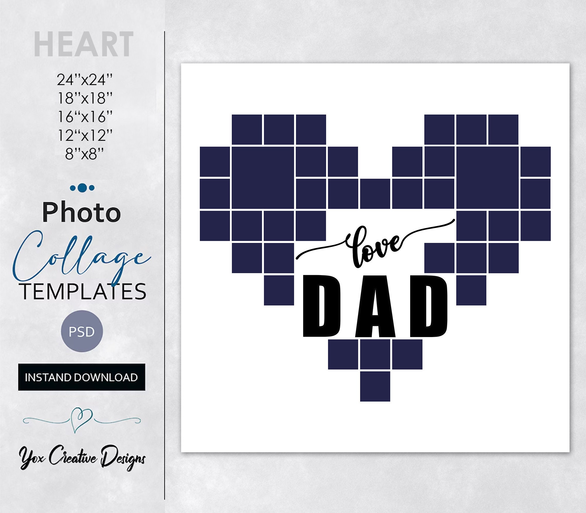 Heart Shape Dad Photo Collage in PSD Template, Fathers Day Gift From ...