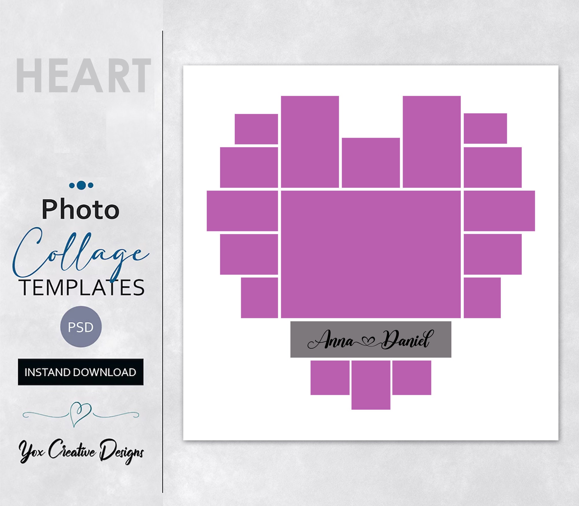 Heart Photo Collage Templates Couples Love Collage in PSD - Etsy