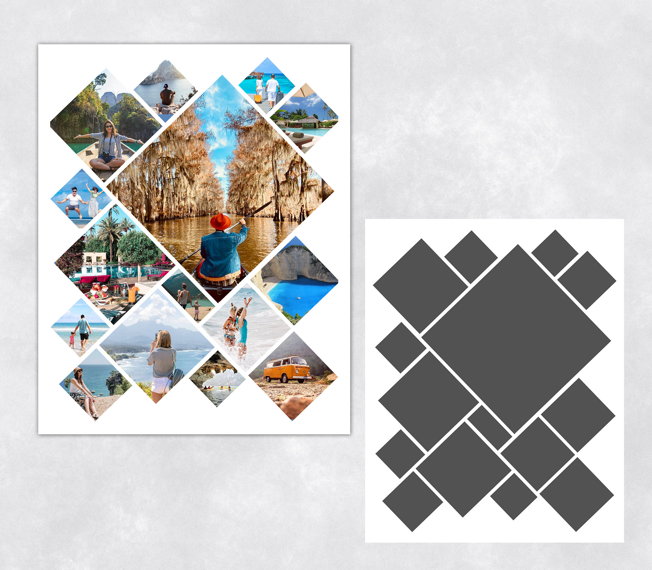Photo Collage Template in Diamond Shape Personalized Gift - Etsy UK