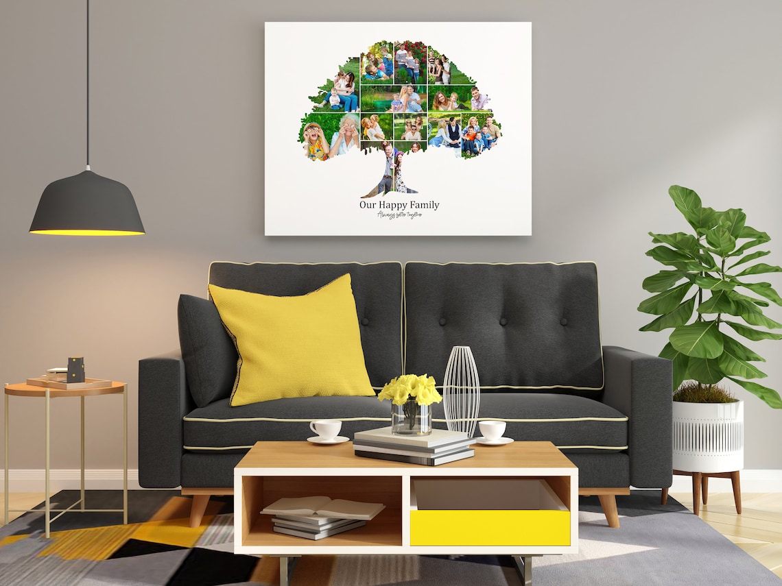 Tree Shape Photo Collage Template Family Tree Our Happy | Etsy
