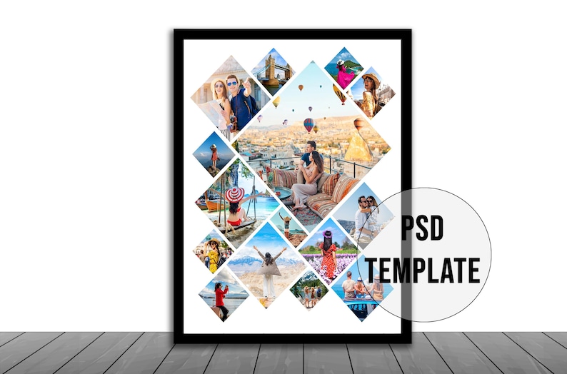 Photo Collage Template in Diamond Shape, Personalized Gift Collage ...