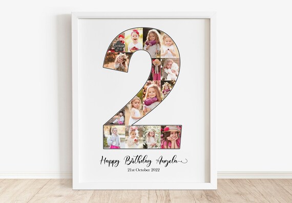 Collage de fotos de cumpleaños de 2 años en PSD número dos - Etsy España