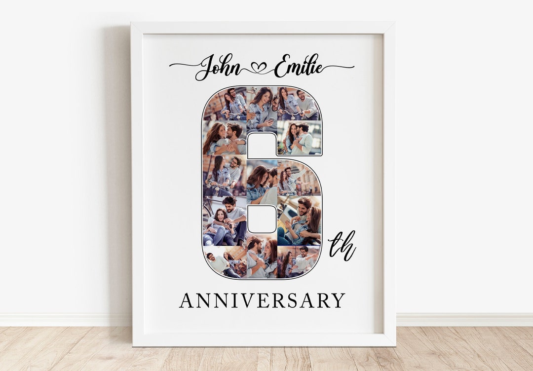 6th Anniversary Photo Collage Gift: Number Six Template (PSD) - Etsy