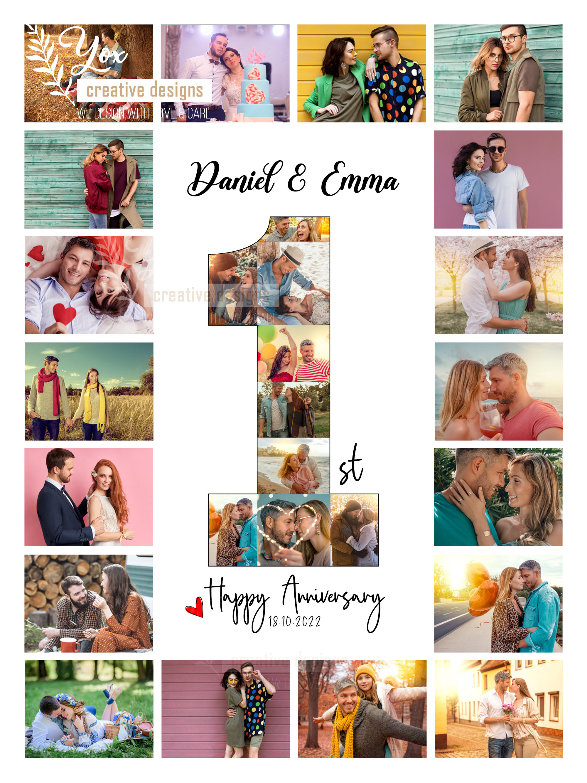 Personalize 1st Year Anniversary Photo Collage Gift 1 Year - Etsy Australia