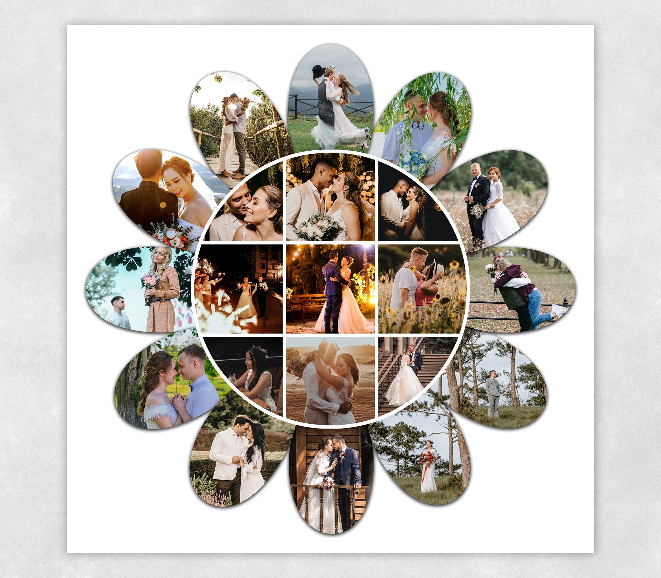 Flower Shape Photo Collage Template in 16 X 16 12 X 12 8 X 8 | Etsy