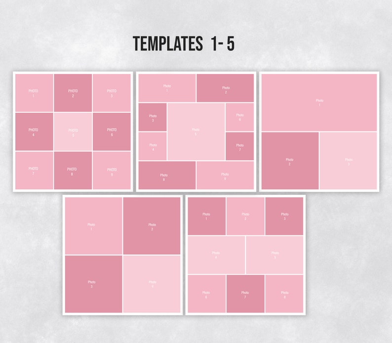 Photo Collage Templates in 4x4 Photoshop | Etsy India