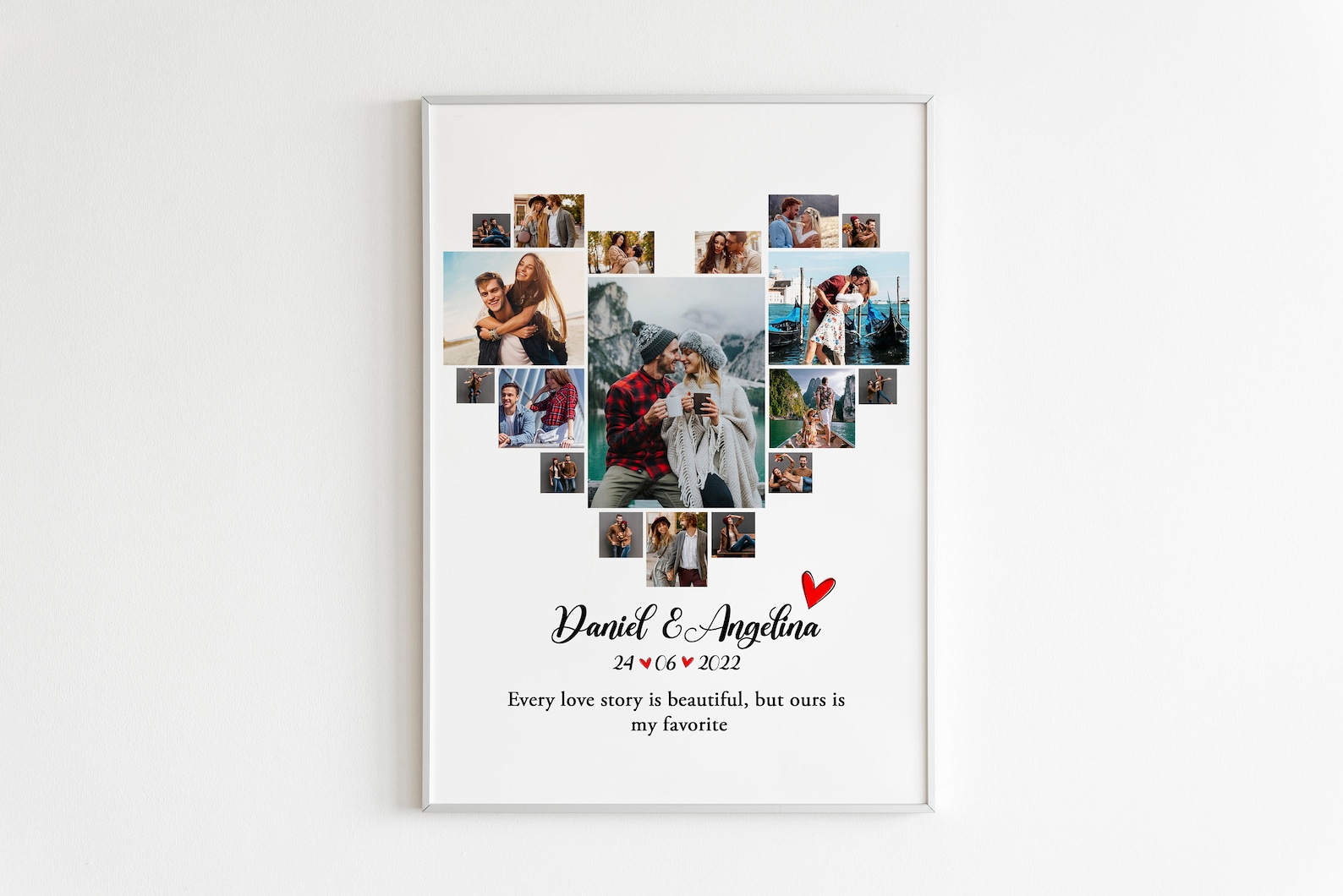 Heart Shape Photo Collage Template Anniversary Collage - Etsy India