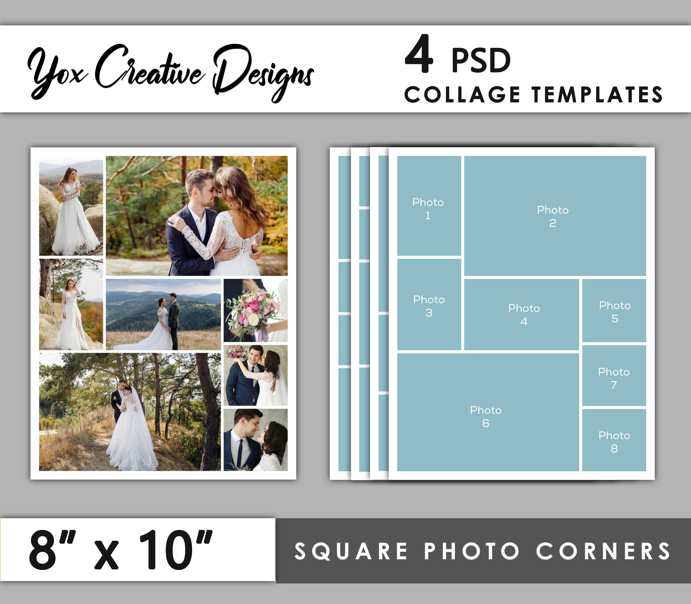 8 X 10 Digital Photo Collage Templates Portfolio | Etsy India