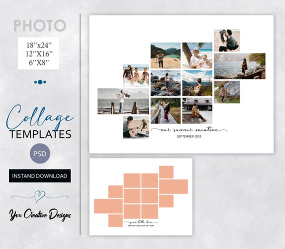 Photo Collage Template in 18x24 12x16 - Etsy