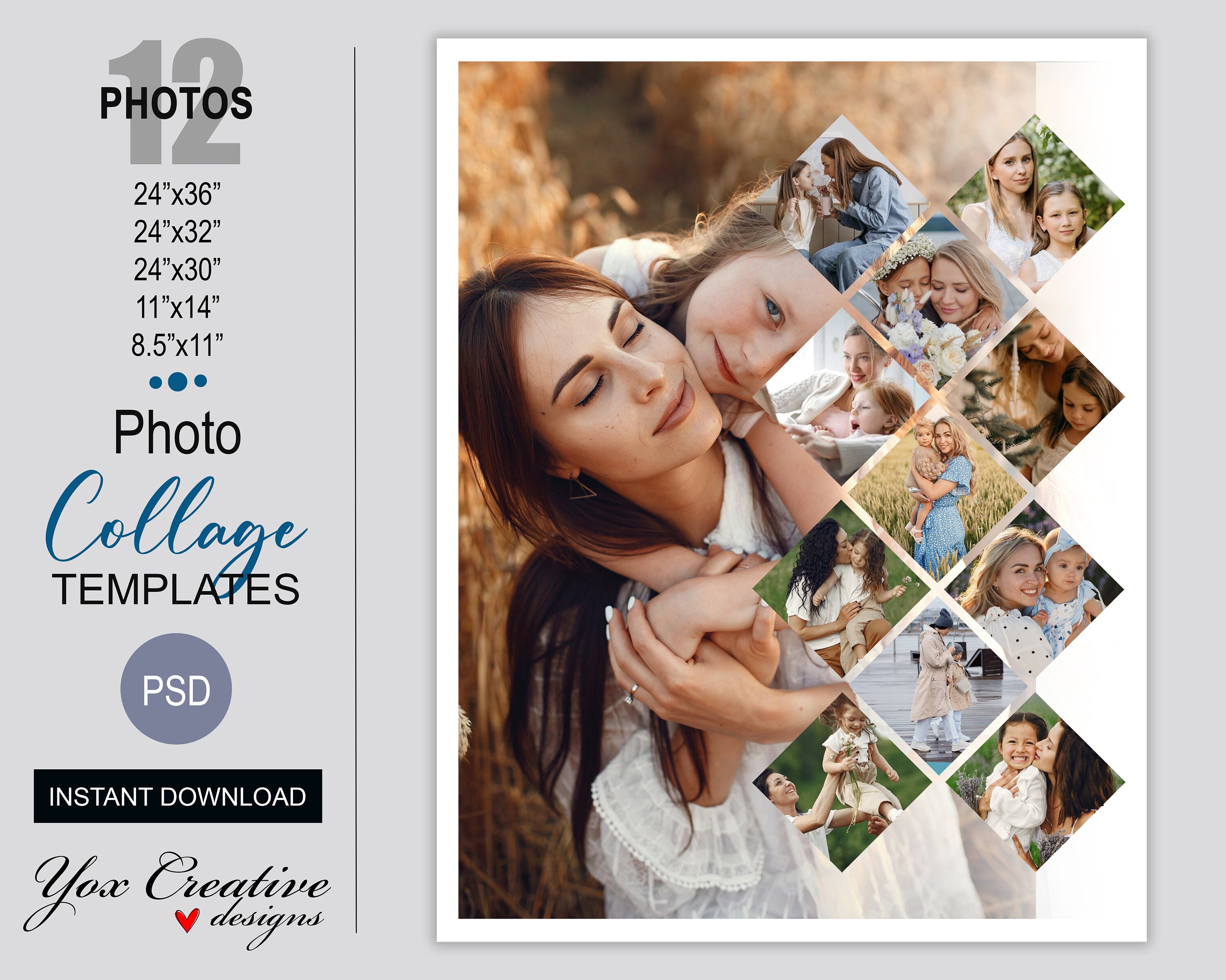 Diamond Photo Collage Template: Portfolio Design (PSD Digital Template ...