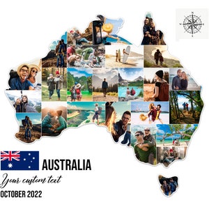 Personalized Australia Travel Map, Australia Map Photo Collage ...