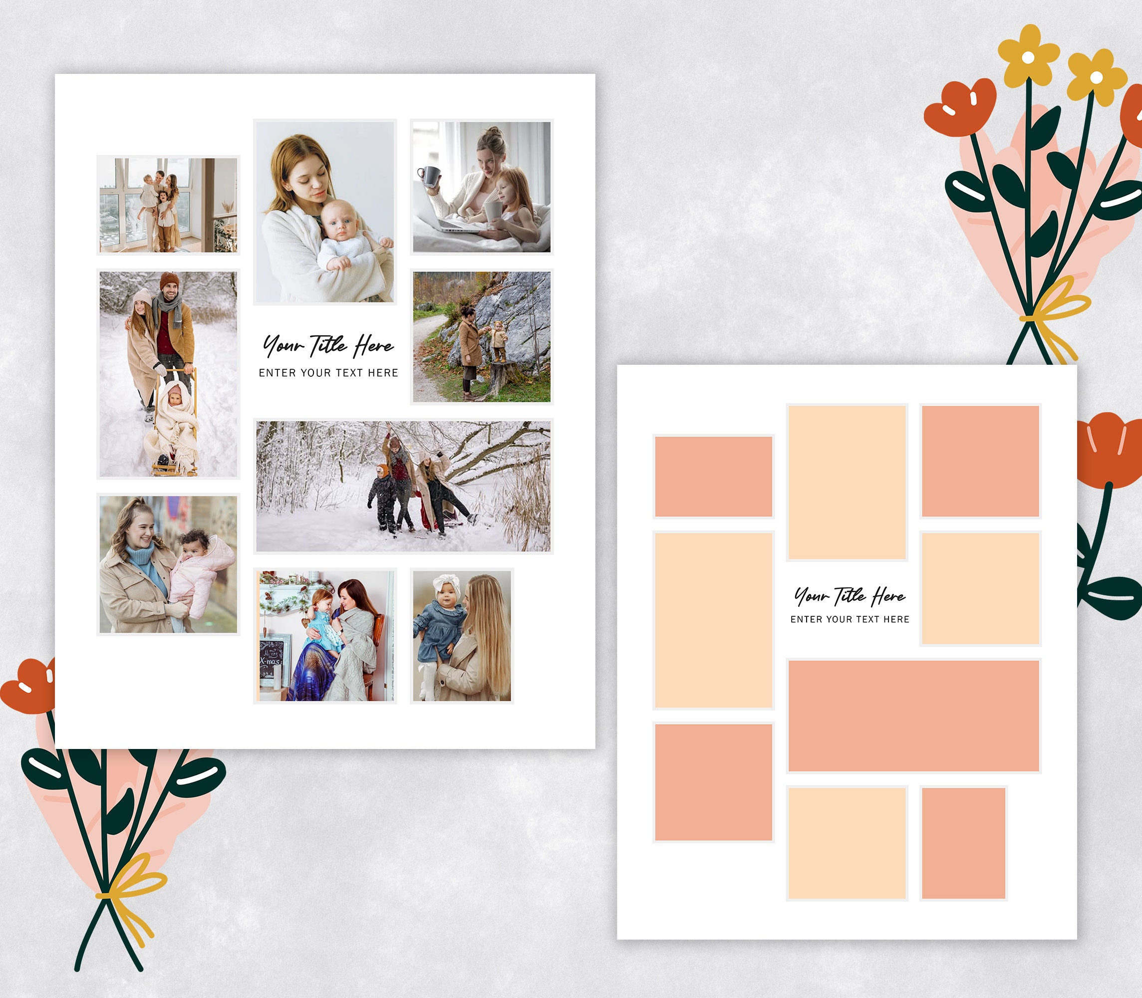 Photo Collage Templates in 16x20 3 Photoshop - Etsy