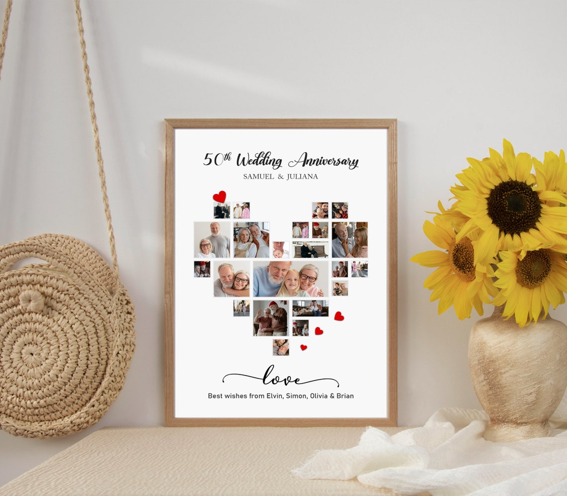 Heart Shape Photo Collage Template Anniversary Gift for - Etsy