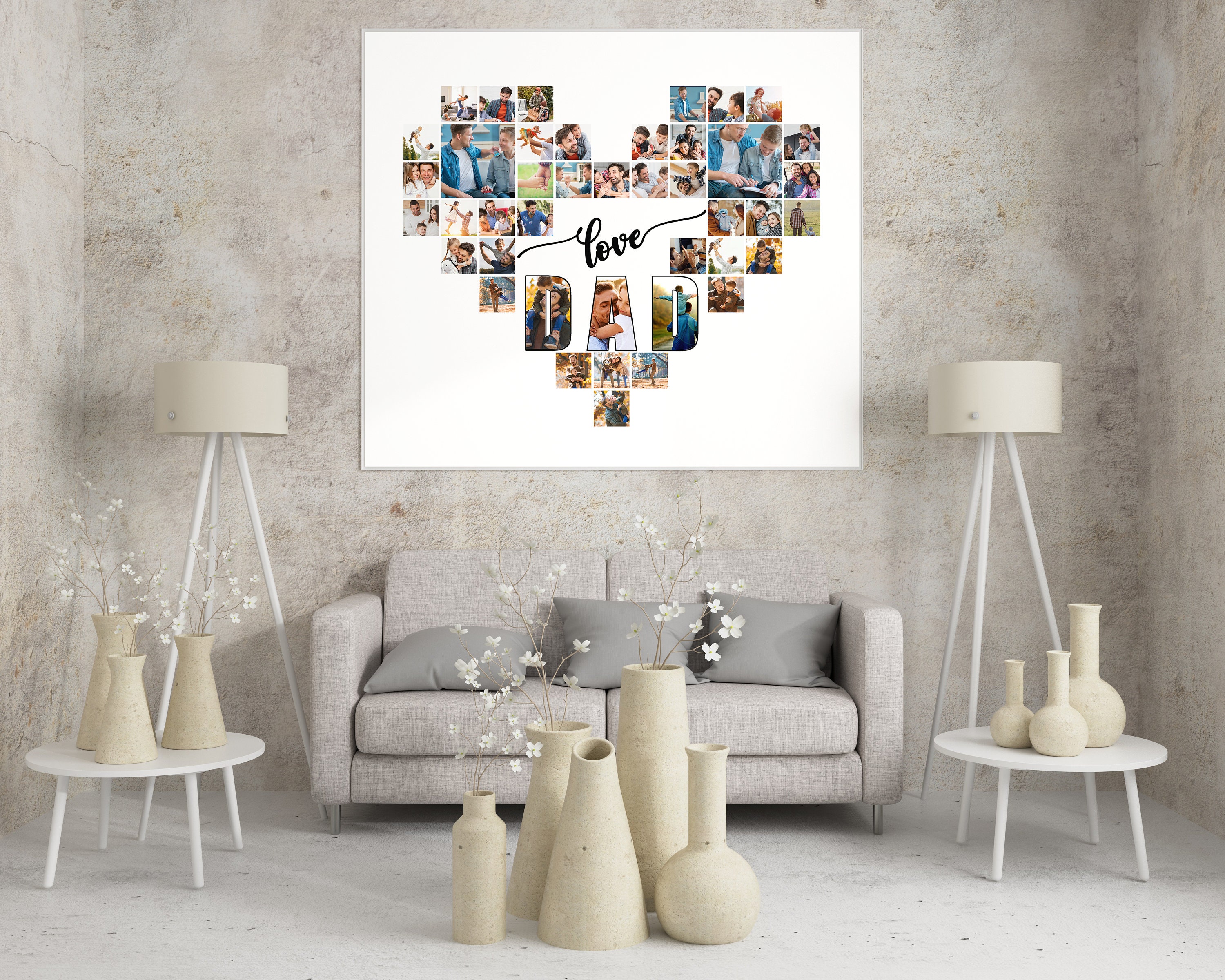 Heart Shape Dad Photo Collage in PSD Template, Fathers Day Gift From ...