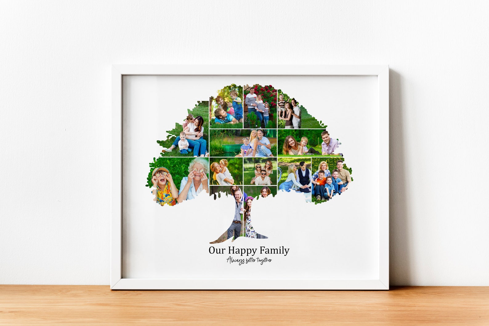 Tree Shape Photo Collage Template Family Tree Our Happy | Etsy