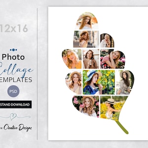 Leaf Shape Photo Collage, Photo Collage Template in PSD, Mood Board ...