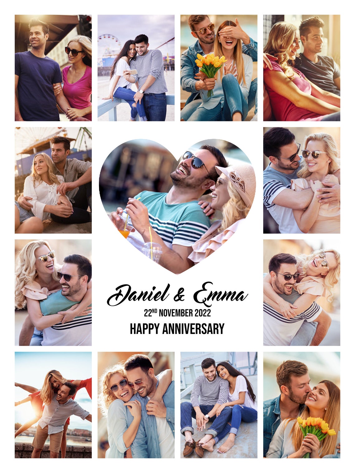 Personalize Heart Photo Collage Anniversary Collage Gift for - Etsy India