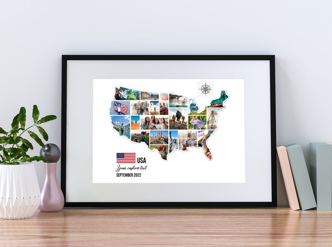 USA Map Photo Collage Template American MAP Collage in PSD - Etsy