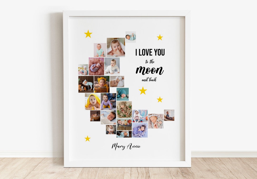 Moon Photo Collage for Wedding Anniversary, Personalized Gift for ...