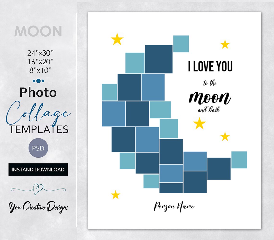 Moon Photo Collage for Wedding Anniversary Family Kids Baby | Etsy