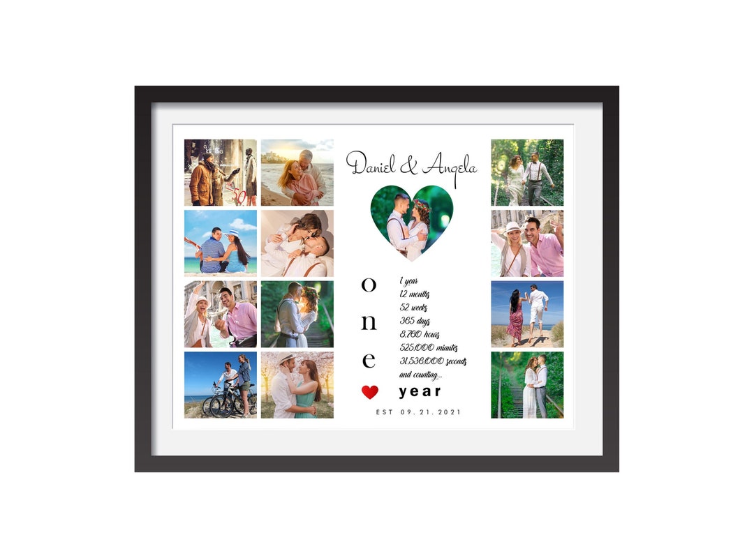 Personalize 1st Anniversary Photo Collage, 1 Year Collage Gift for ...