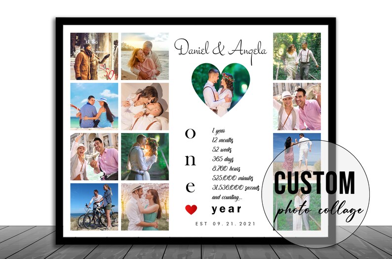 Personalize 1st Anniversary Photo Collage 1 Year Collage Gift - Etsy India