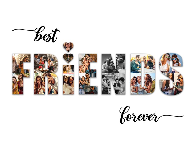 Friends Collage Template 24X30, Personalized Gift for Friend, PSD, Best ...