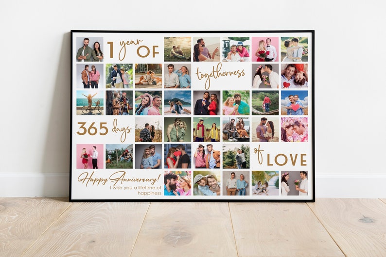 Personalize 1st Year Anniversary Photo Collage Gift 1 Year - Etsy