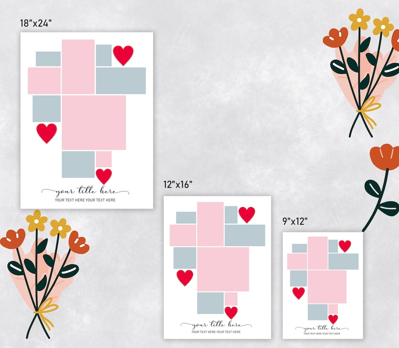 Photo Collage Template in 18x24 12x16 | Etsy