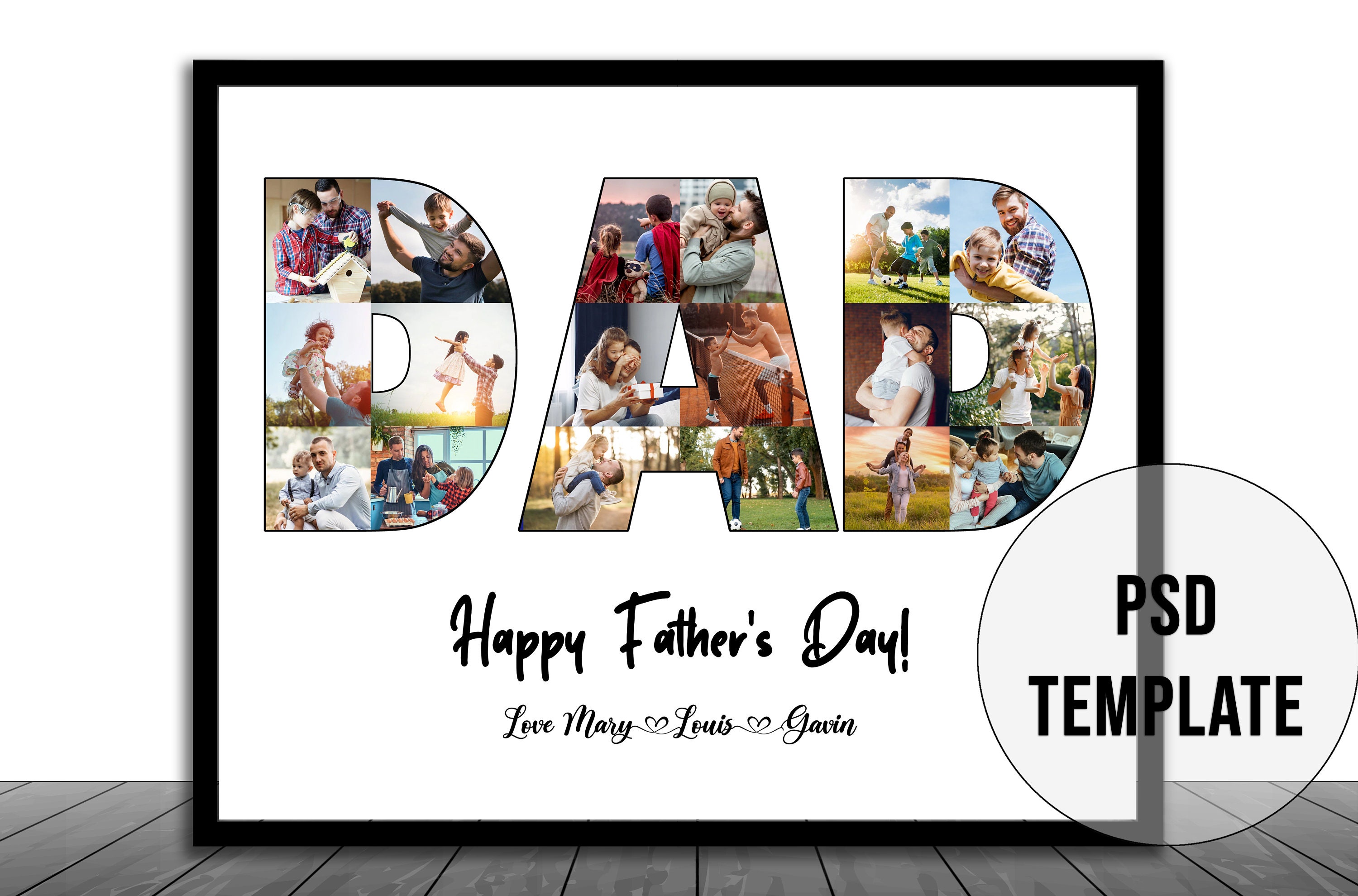 Dad Photo Collage PSD Template Customizable Father's - Etsy