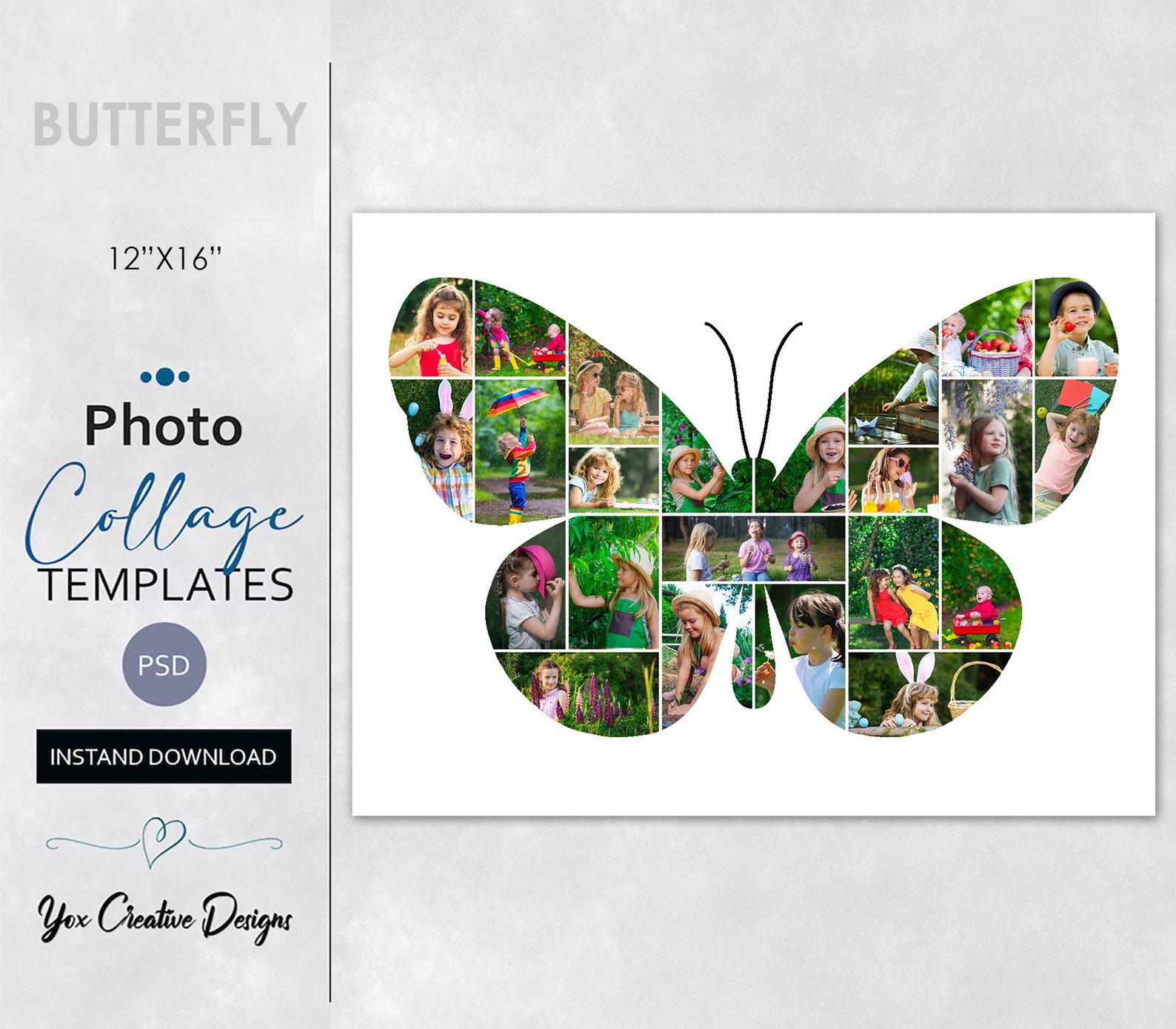 Butterfly Photo Collage Template, Nursery or Friendship Photos (PSD ...