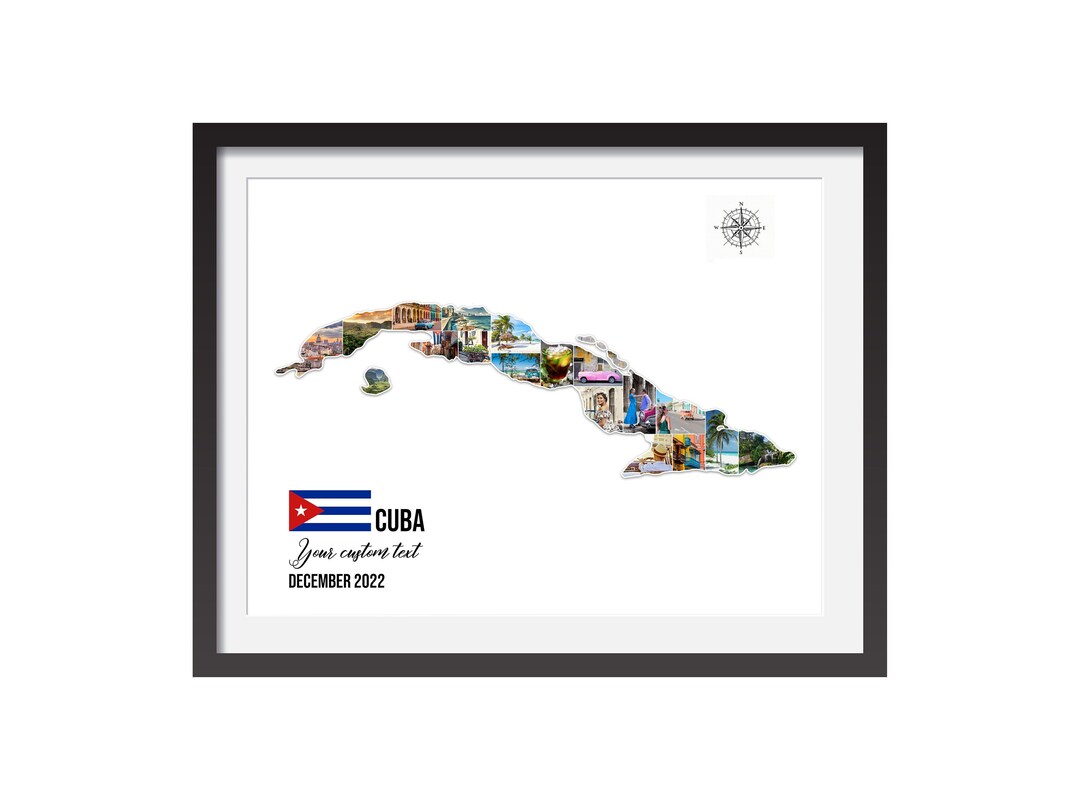Personalized Cuba Map Collage, Cuba Travel Collage, Custom Cuba MAP ...