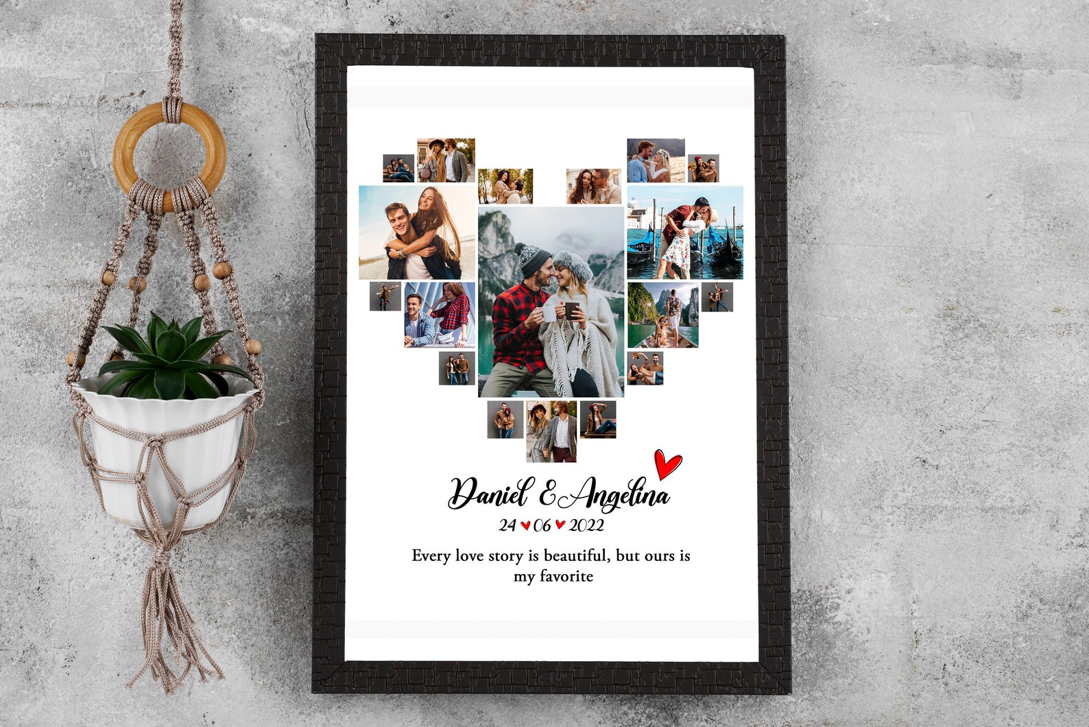 Heart Shape Photo Collage Template Anniversary Gift for Him - Etsy