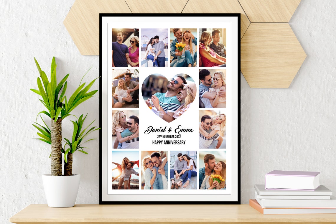 Personalize Heart Photo Collage Anniversary Collage Gift for - Etsy India