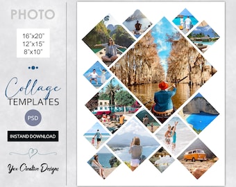 Photo Collage Template in Diamond Shape Photography Portfolio | Etsy