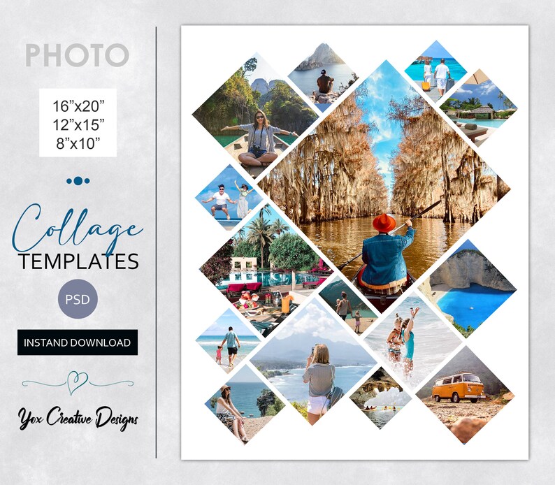 Photo Collage Template in Diamond Shape, Personalized Gift Collage ...