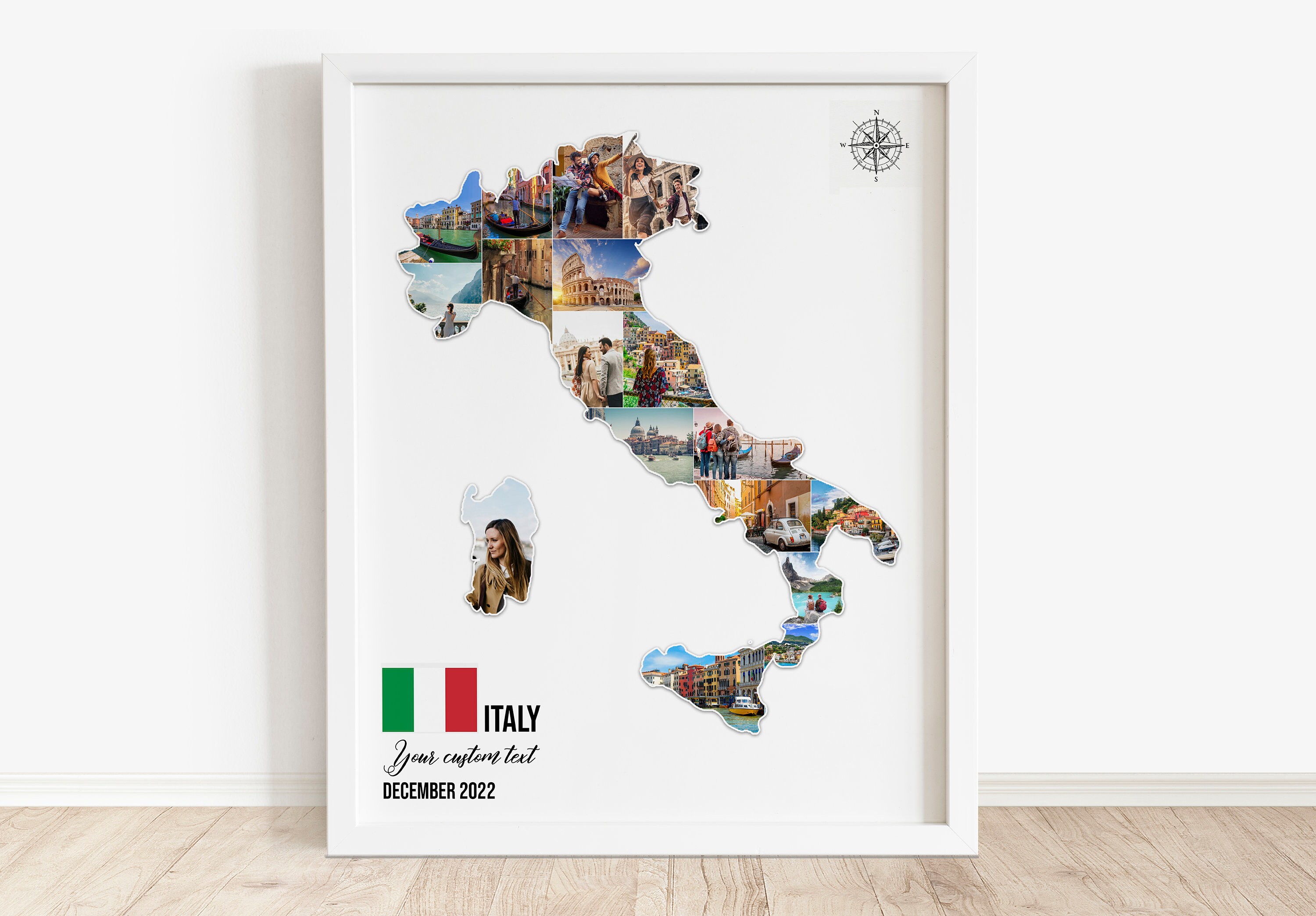 Personalized Italy Map Photo Collage, Travel Keepsake (digital Download ...
