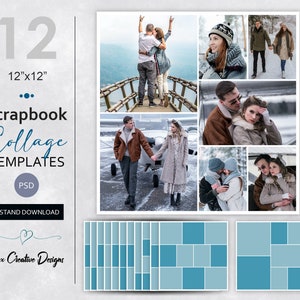 Photo Collage Template Kit in 12"x12", 12 Photoshop Templates for ...