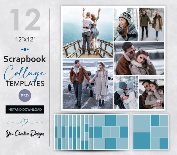 Photo Collage Template Kit in 12x12 12 Photoshop - Etsy