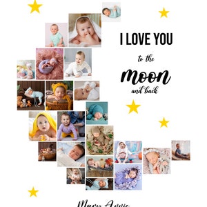 Moon Photo Collage for Wedding Anniversary, Personalized Gift for ...